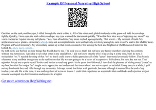 Example Of Personal Narrative High School | PPT