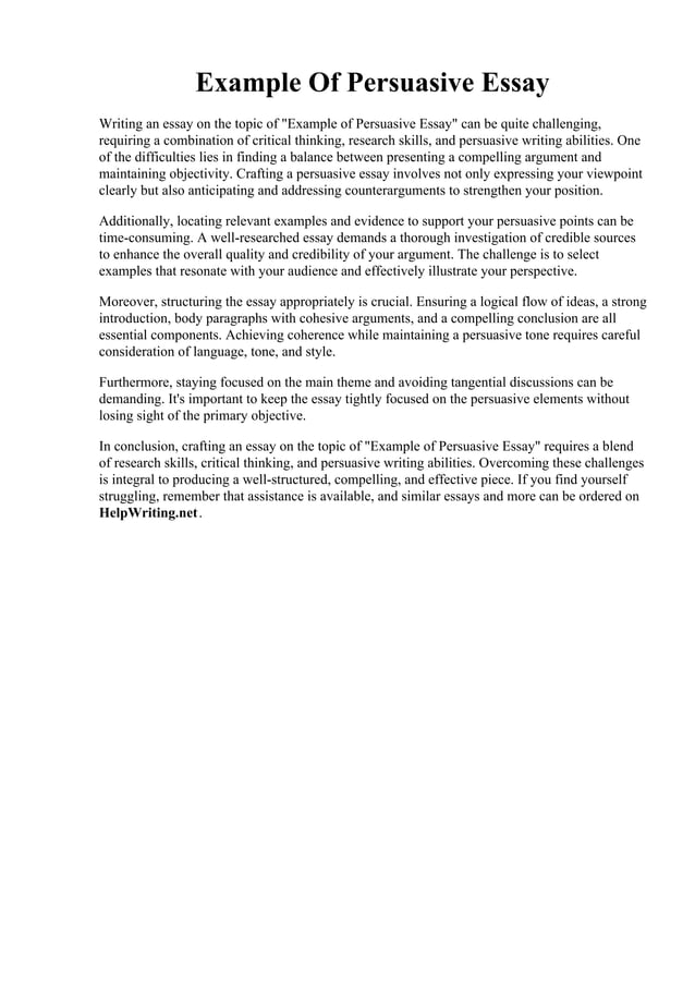 Example Of Persuasive Essay. School essay: Example for persuasive ...