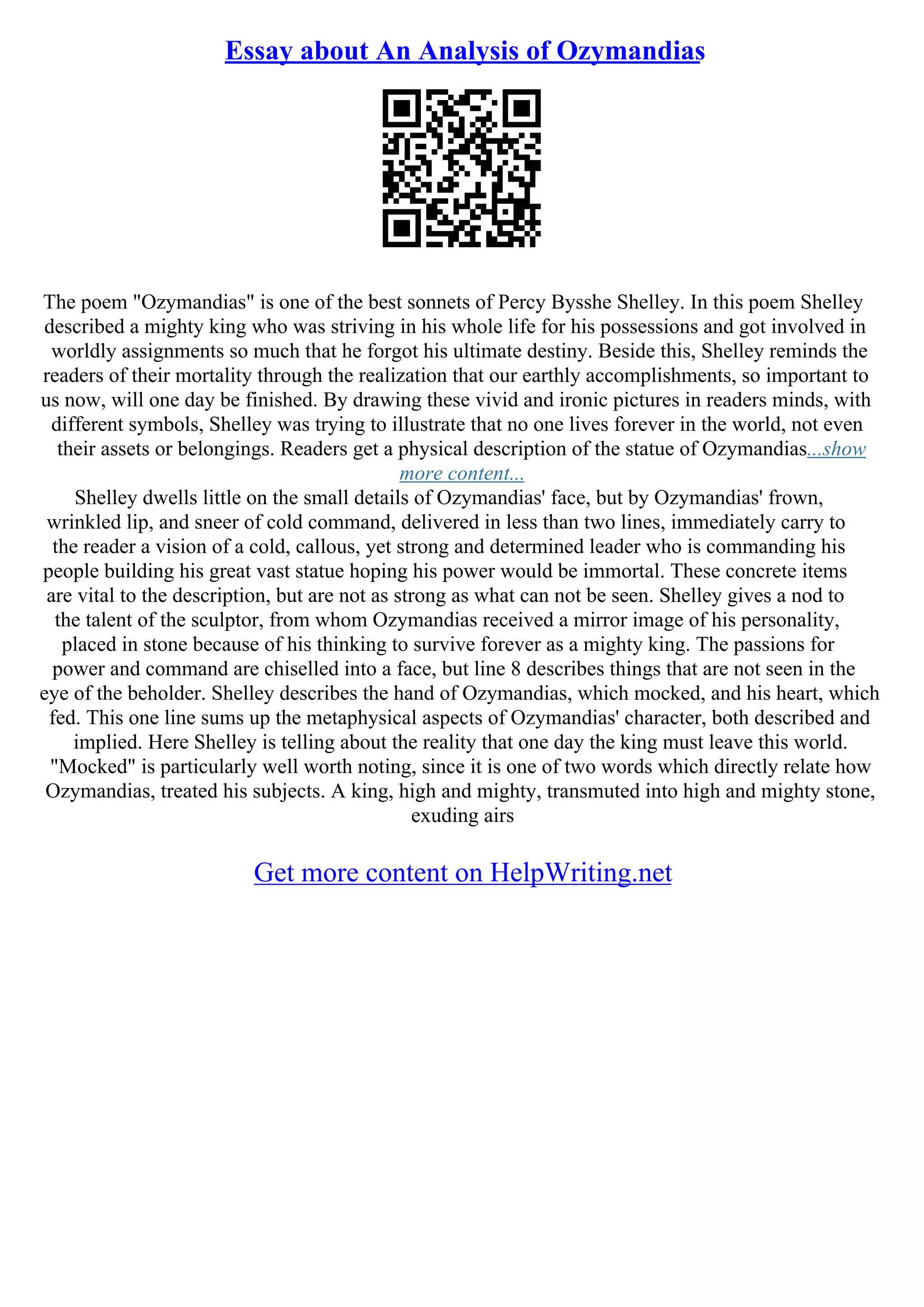 Example Of Poem Analysis Essay | PDF