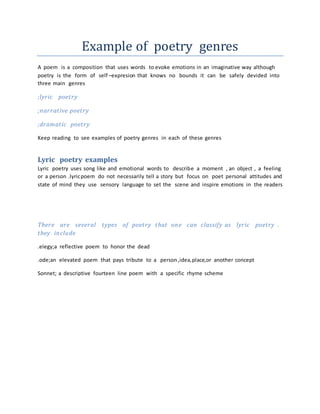 Example of poetry genres | DOCX