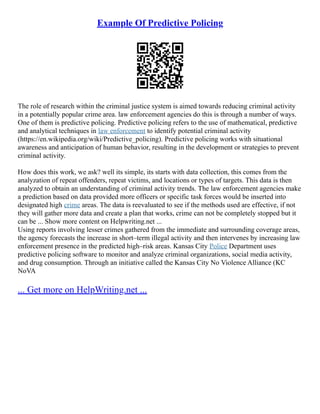 Example Of Predictive Policing | PDF