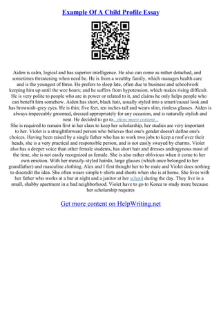 Example Of Profile Essay | PDF
