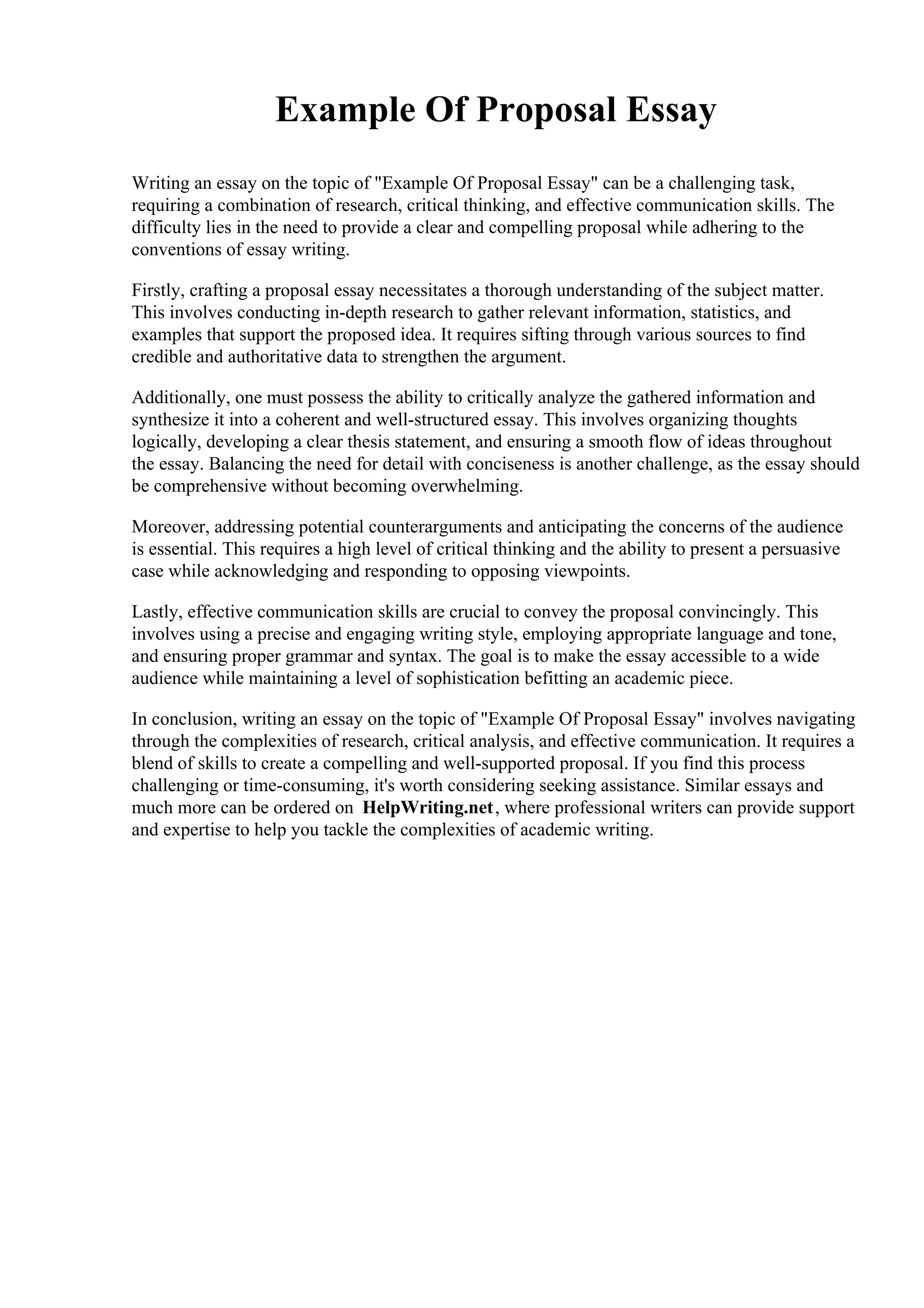 Example Of Proposal Essay.pdf | Homework and Study | Education