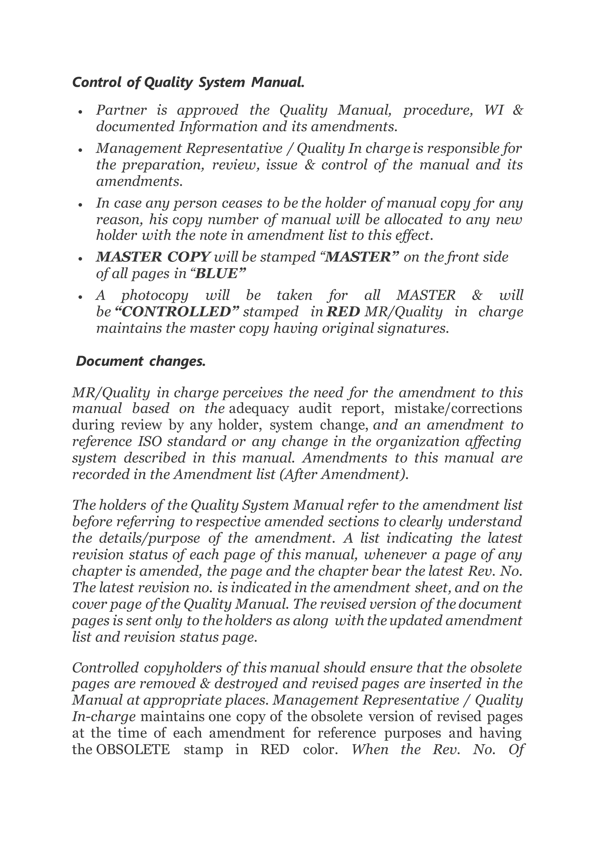 Example of quality manual | DOCX