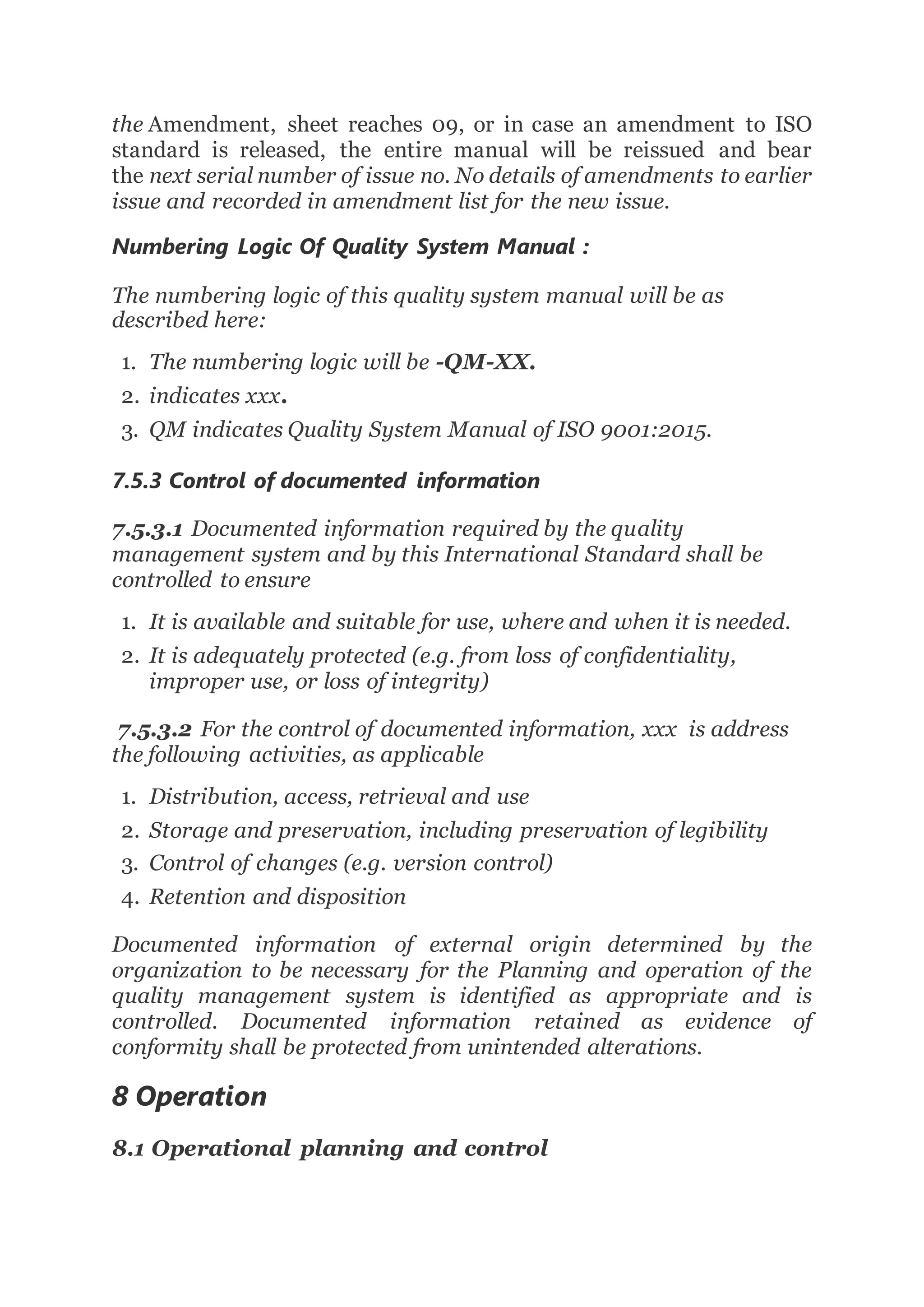 Example of quality manual | DOCX