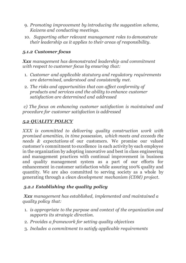 Example of quality manual | DOCX