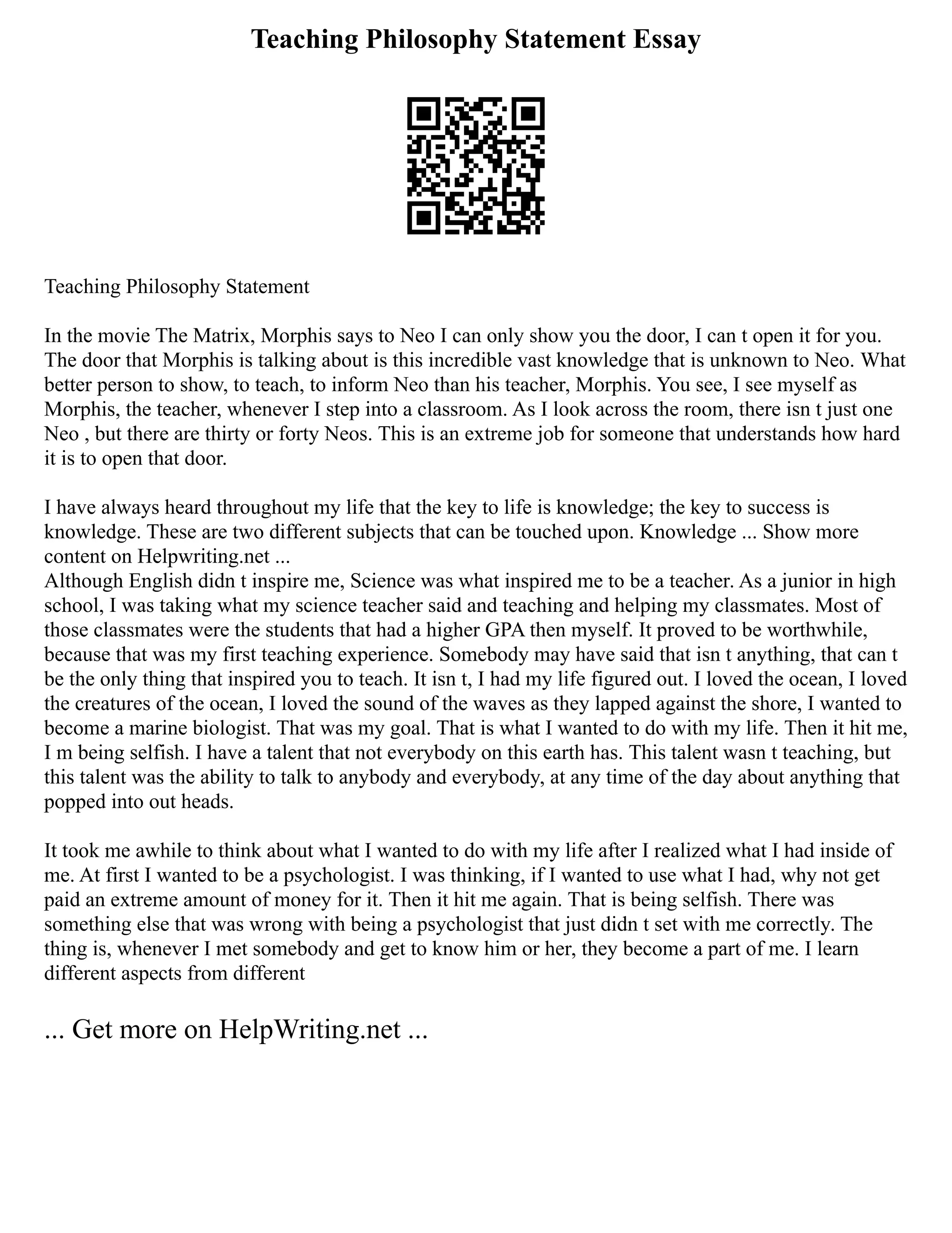 Example Of Reflection Paper College Reflective Essay | PDF