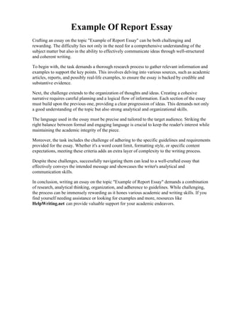 Example Of Report Essay. Report Writing Example for Students - 9 ...