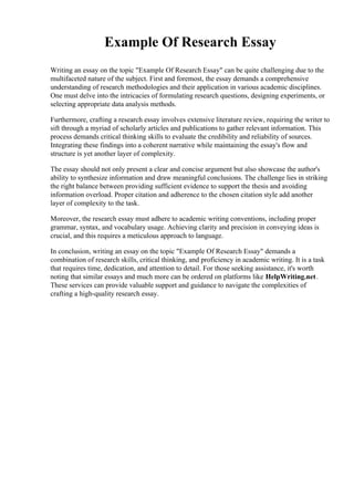 Example Of Research Essay. Weber State University | PDF