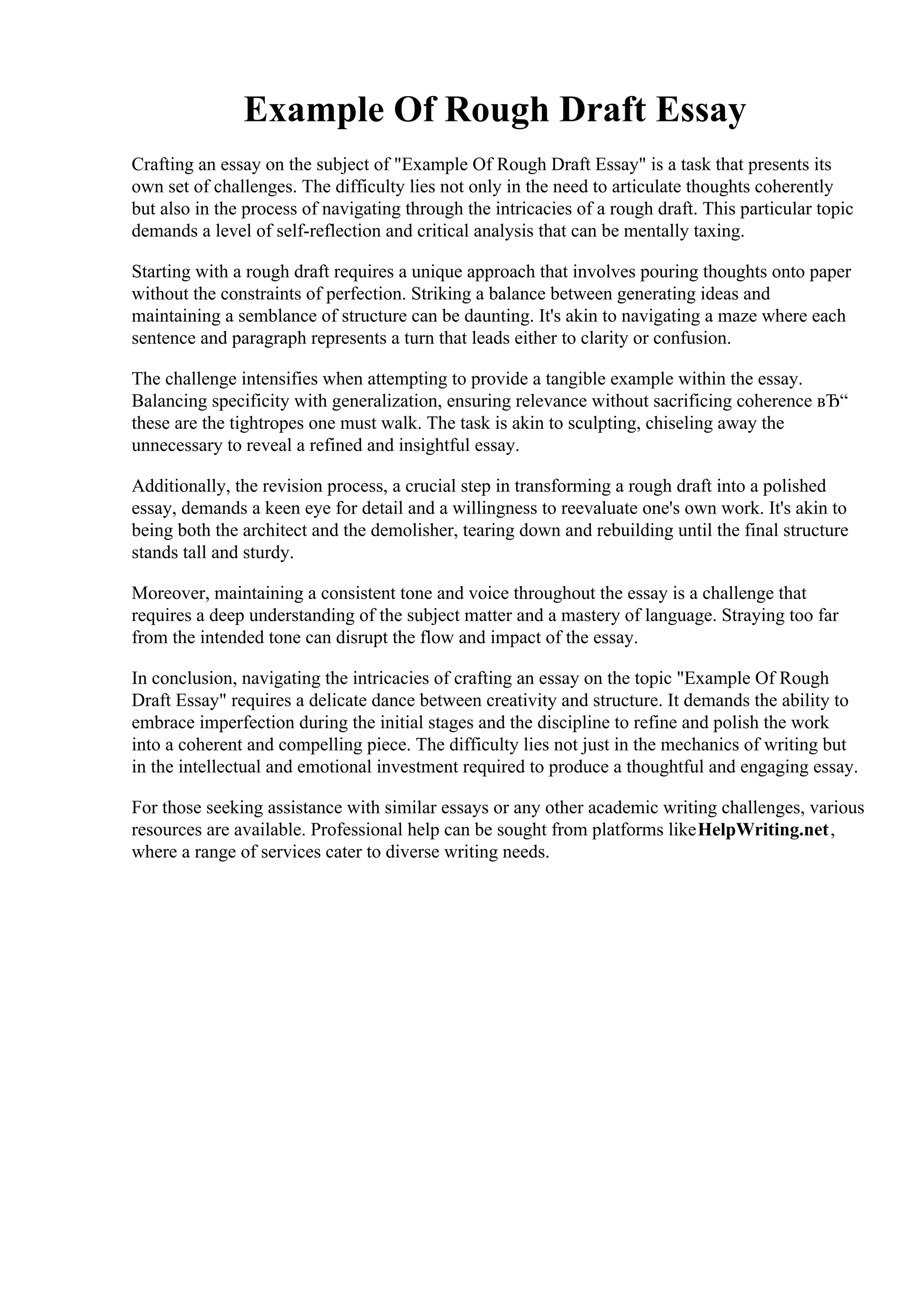 Example Of Rough Draft Essay | PDF