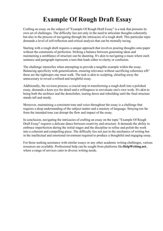Example Of Rough Draft Essay | PDF