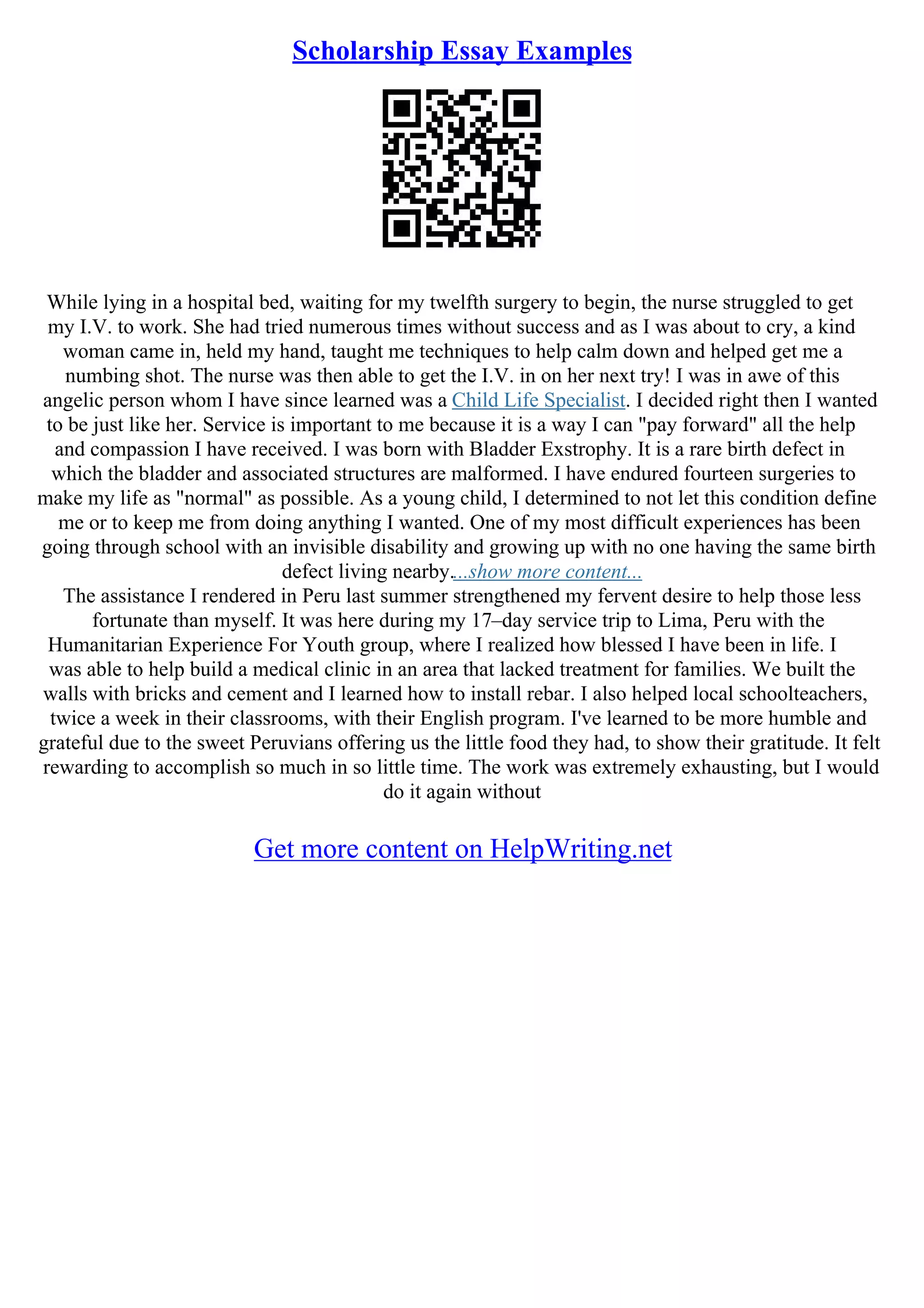 Example Of Scholarship Essay | PDF | Student Financial Aid | Financial ...