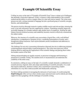 Example Of Scientific Essay. Boricua College | PDF