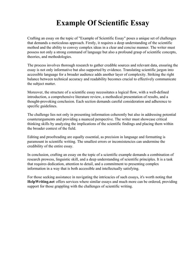 Example Of Scientific Essay. Boricua College | PDF