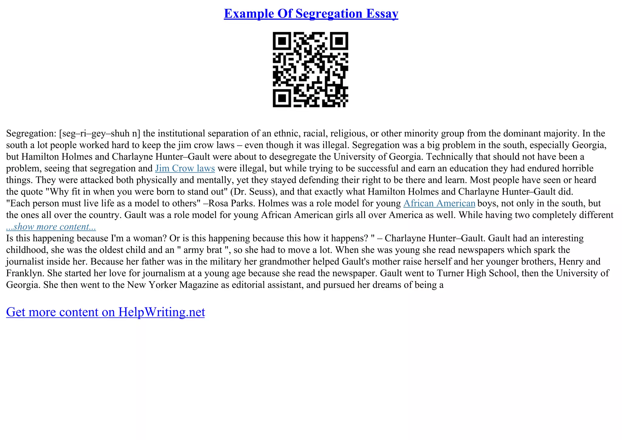Example Of Segregation Essay | PPT