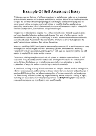 Example Of Self Assessment Essay | PDF