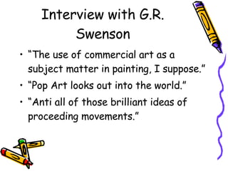 Example Of Student Presentation Pop Art | PPT
