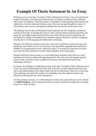 Example Of Thesis Statement In An Essay | PDF