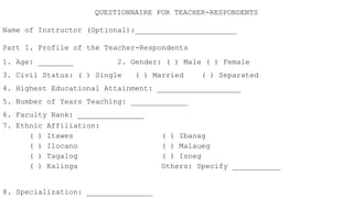 Example of TITLE, STATEMENT OF THE PROBLEM AND QUESTIONNAIRE.pptx