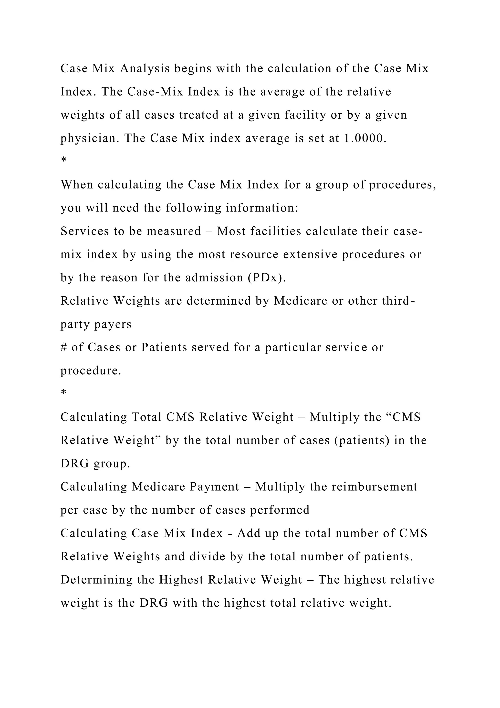 Example of Usage The Case Mix Index (CMI) can be used to .docx