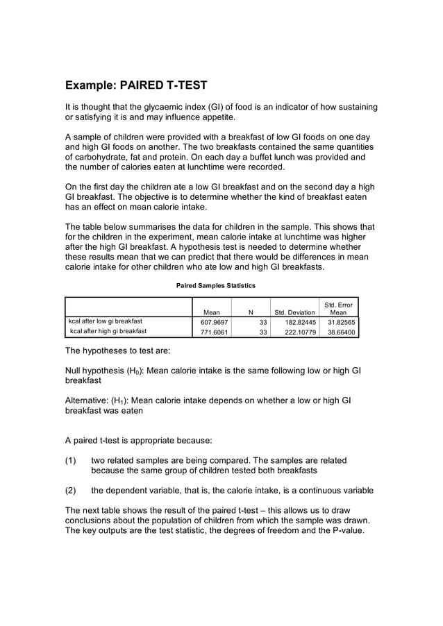 Example paired ttest | PDF