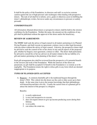 Example planned giving policy | PDF