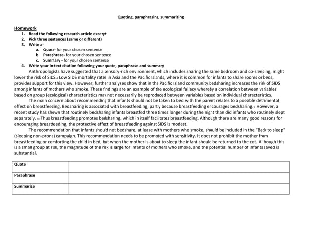 Exampl equoting,paraphrasing and summarizing | PPT Exampl equoting,paraphrasing and summarizing | PPT