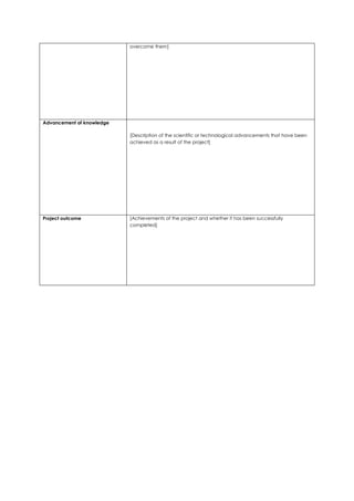 Example R&D project sheet | DOCX