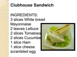 Example recipe of sandwiches | PPTX