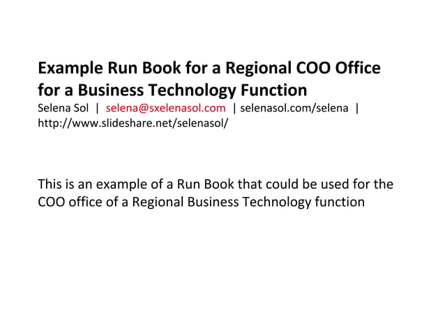 Example regional coo run book | PPT