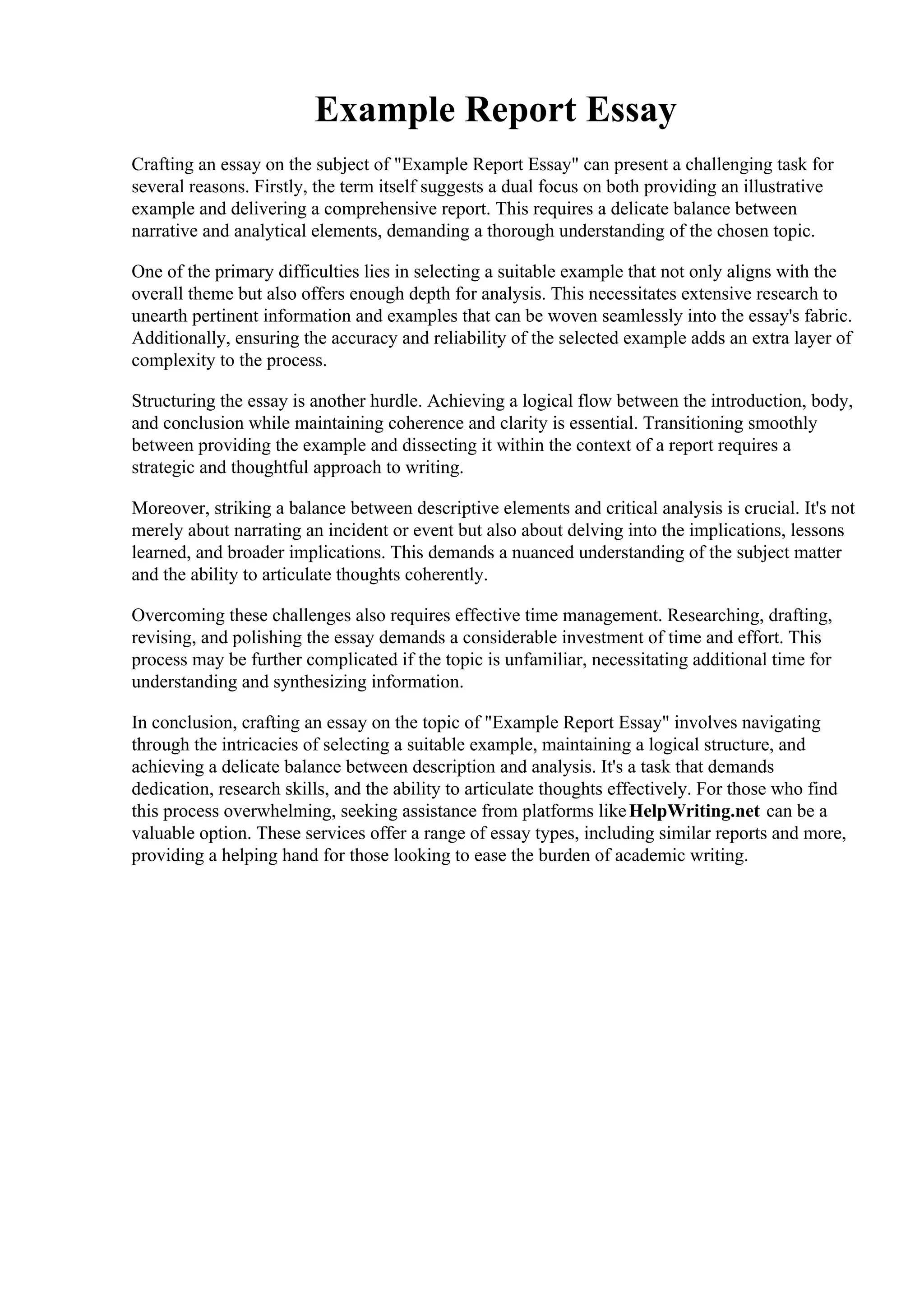 Example Report Essay | PDF