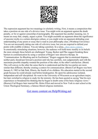 Example Rogerian Argument Essay | PDF