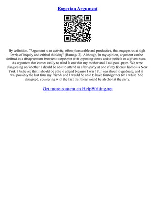 Example Rogerian Argument Essay | PDF