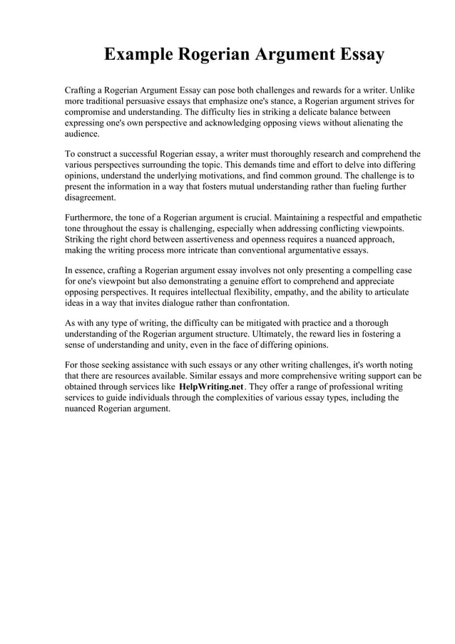 Example Rogerian Argument Essay. Savannah State University | PDF