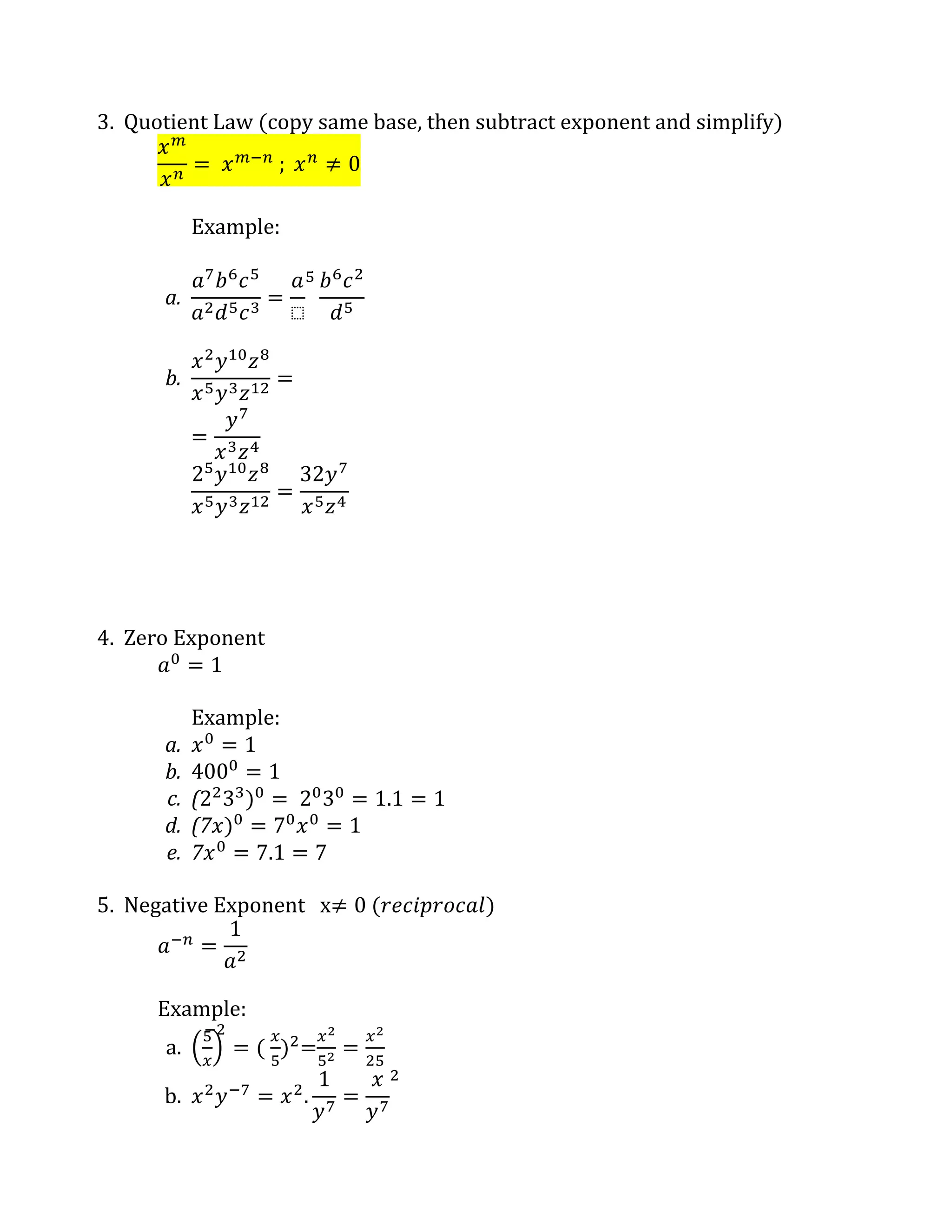 Laws of exponent | PDF