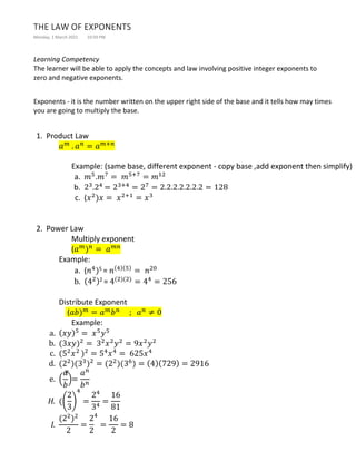 Laws of exponent | PDF