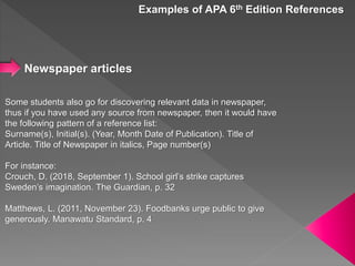 Examples of APA 6th Edition References | PPT
