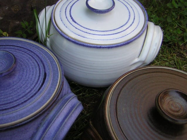 Examples of domestic ceramics and pottery, including sculptures made by ...