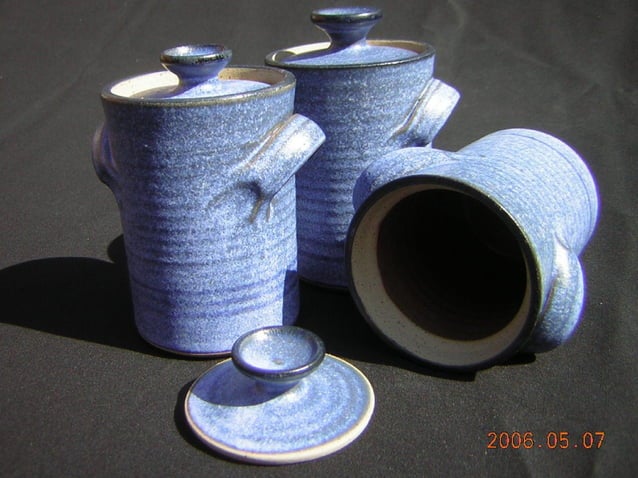 Examples of domestic ceramics and pottery, including sculptures made by ...