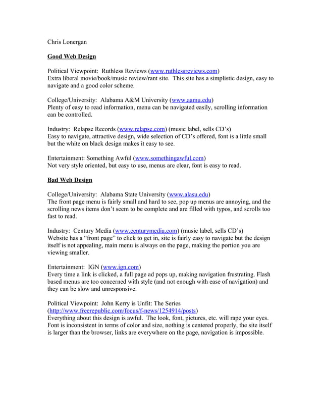 Examples of Good and Bad Web Design | PDF