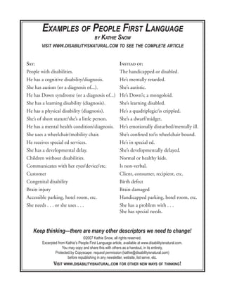 Examples Of People First Language | PDF