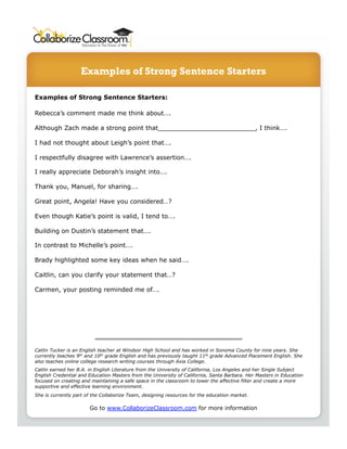 Examples of-strong-sentence-starters | PDF