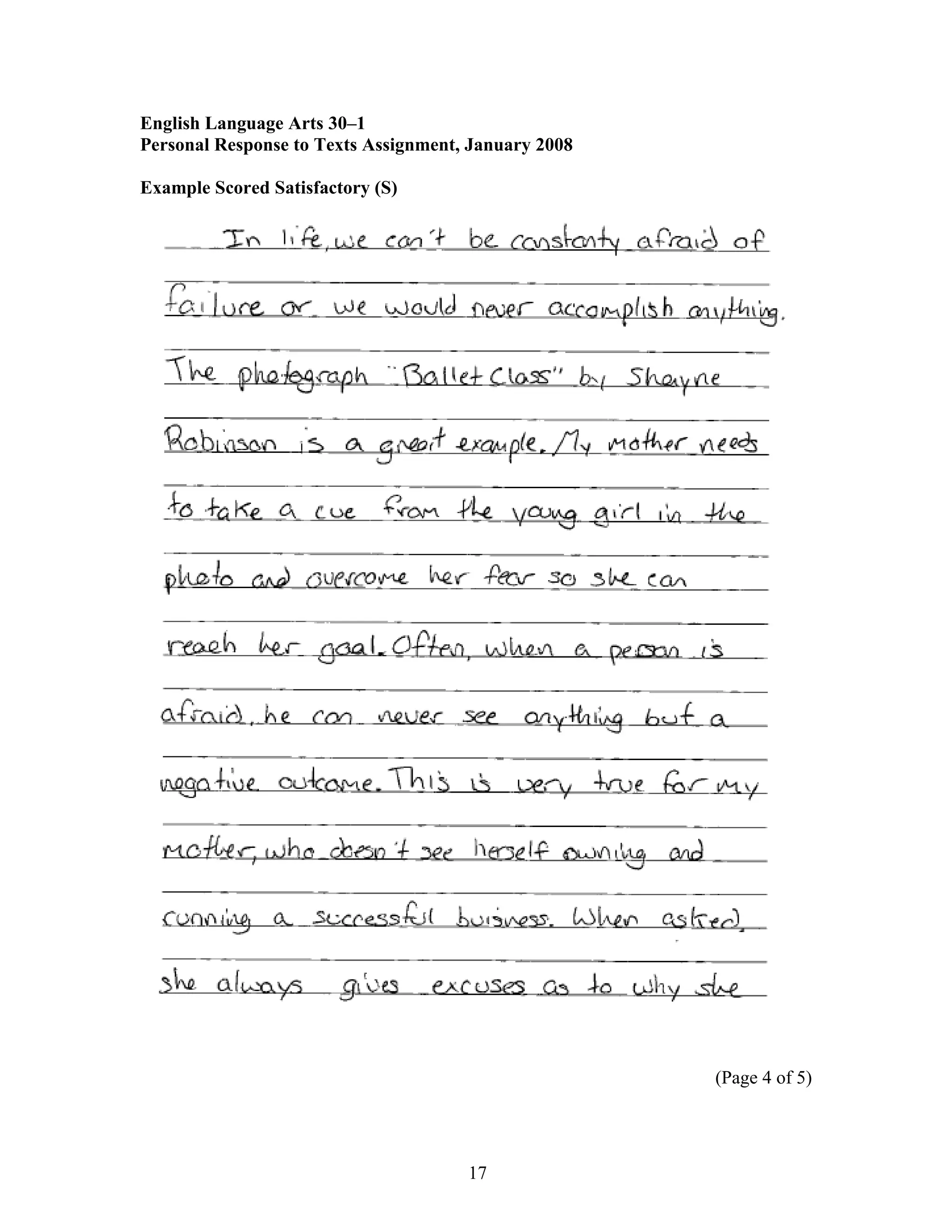 Examples Student Writing January 2008 | PDF