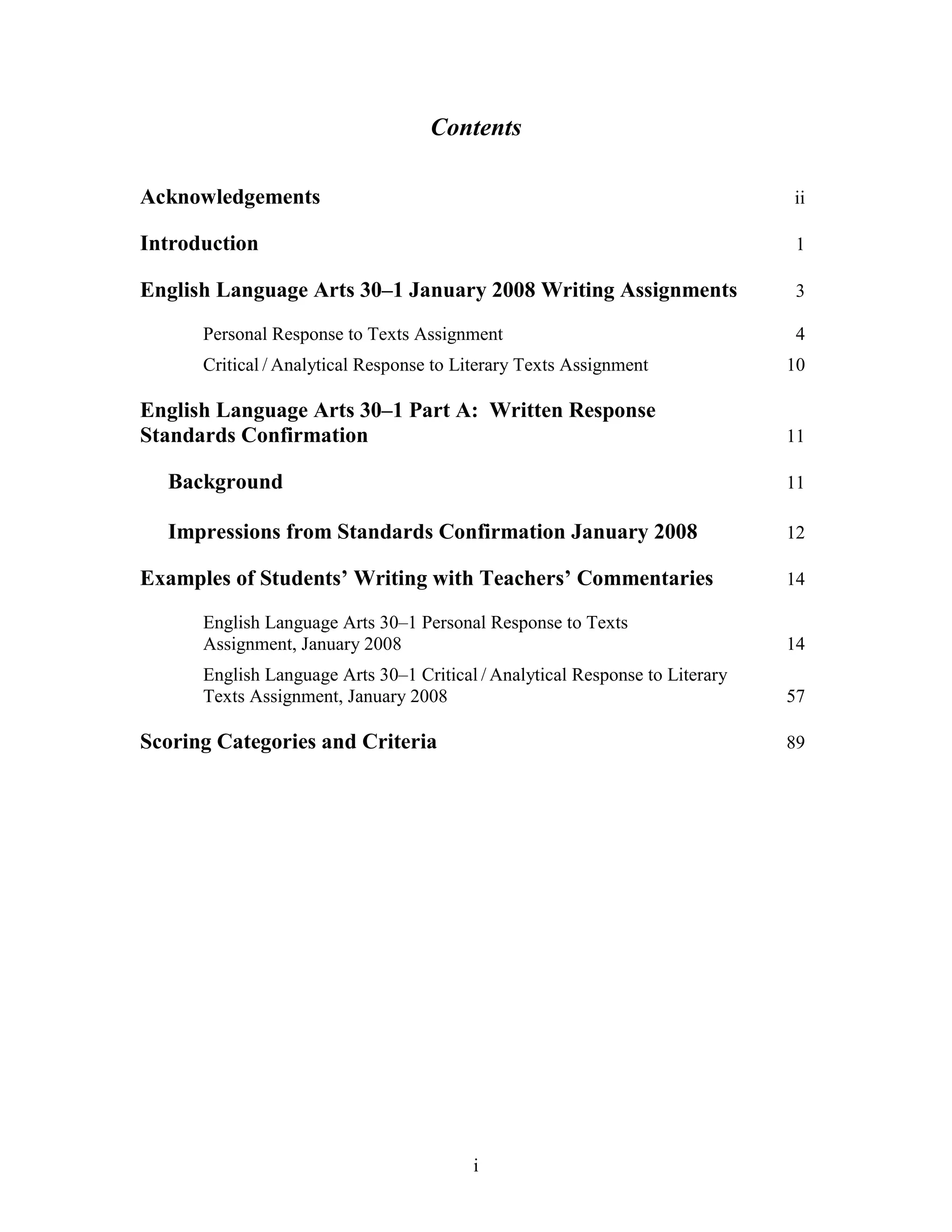 Examples Student Writing January 2008 | PDF