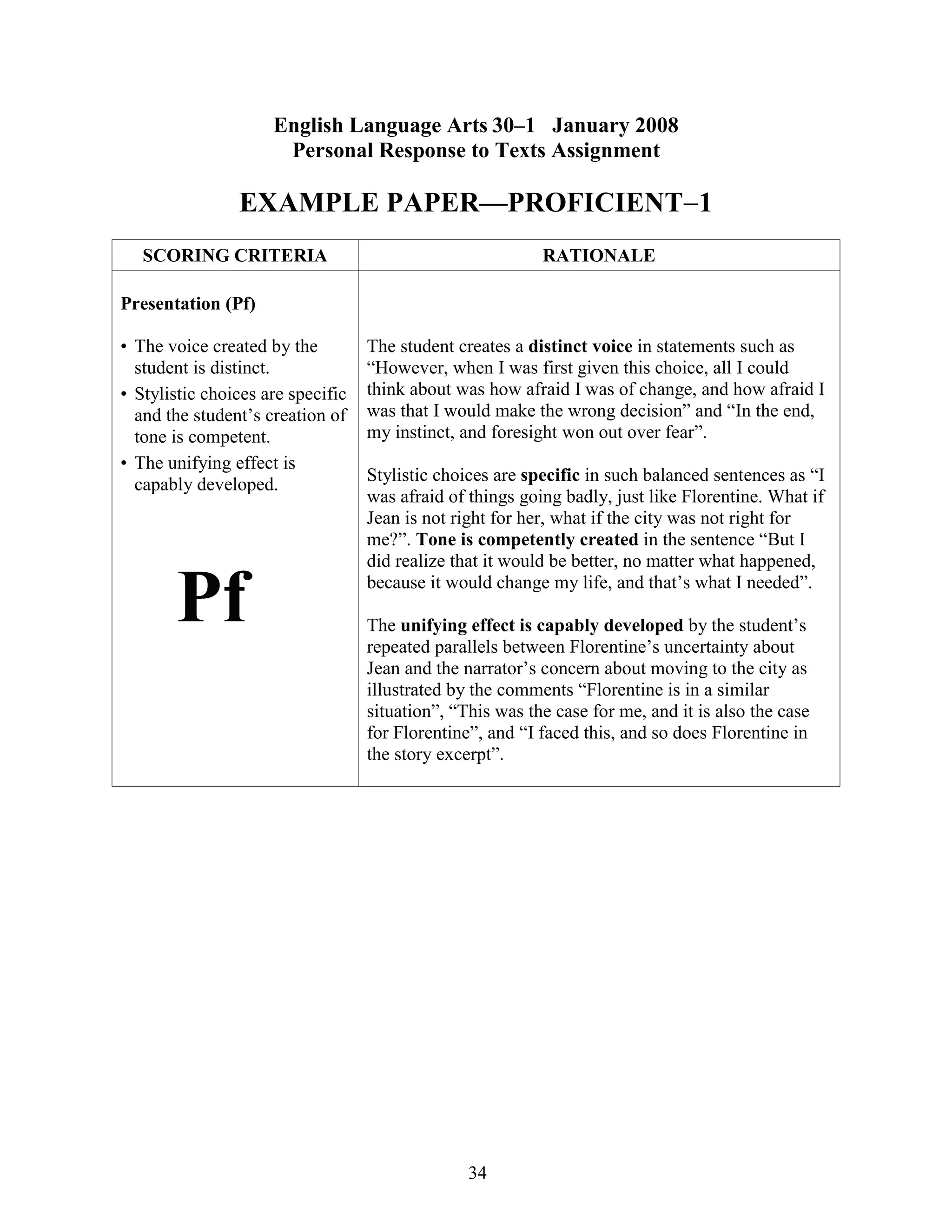 Examples Student Writing January 2008 | PDF
