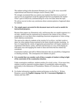 Examples Student Writing January 2008 | PDF