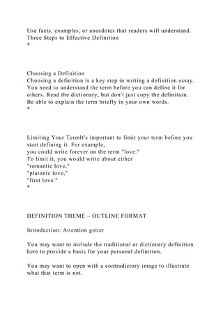 Examples A definition essay may try and define ..docx