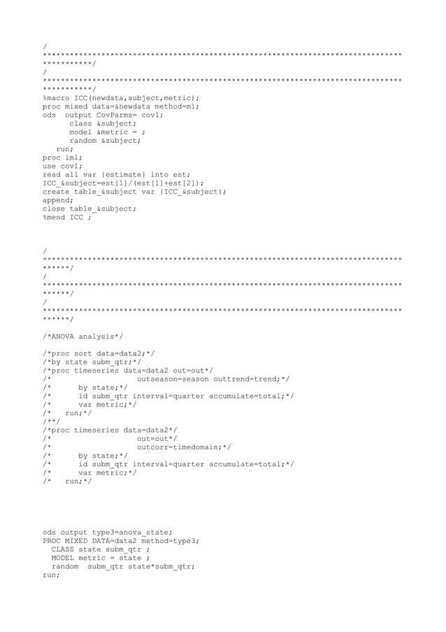 Example Sas Code For Icc Calculation And Timeseries Analysis Pdf