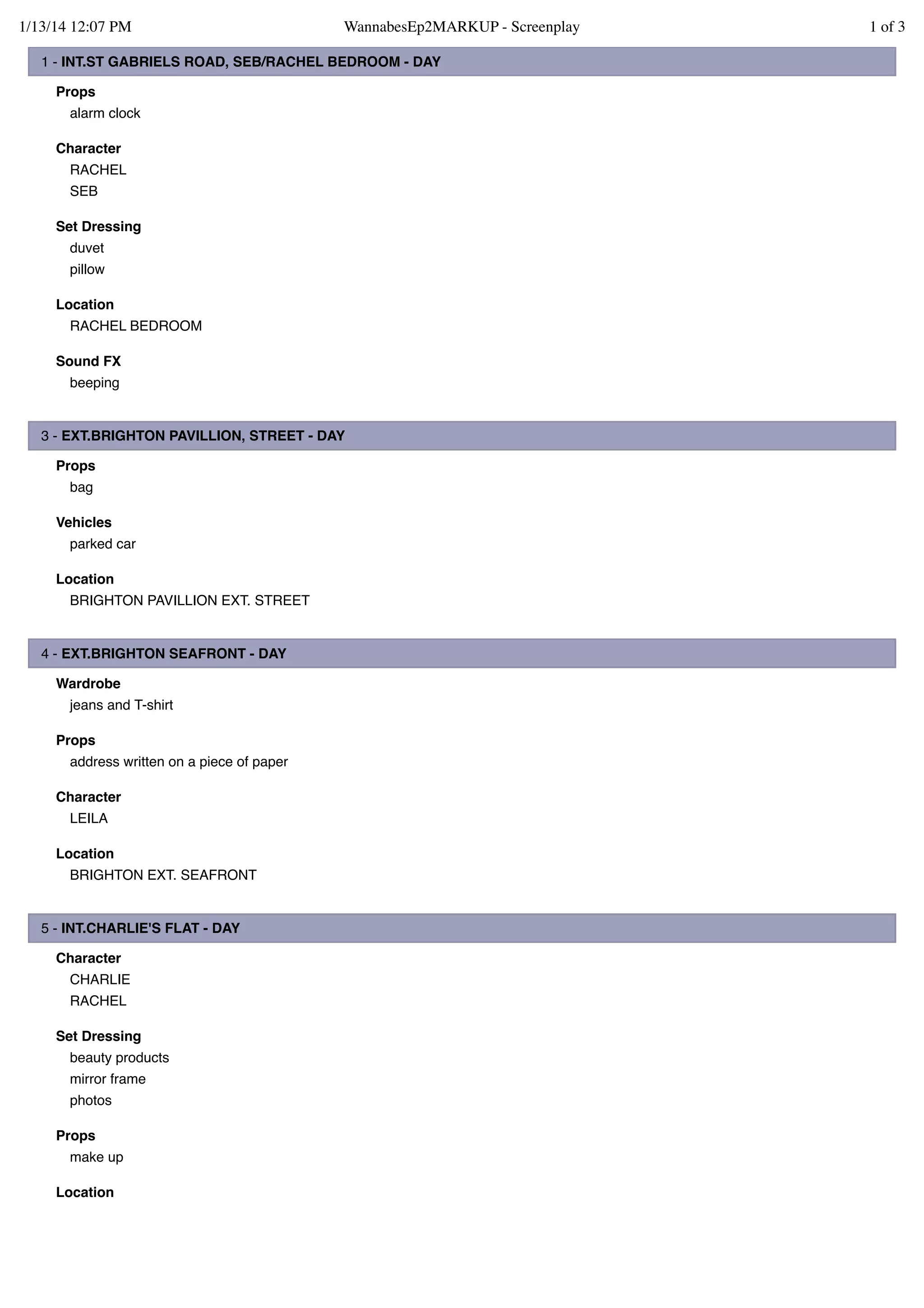 Scene Breakdown Example using Celtx Script Reports | PDF