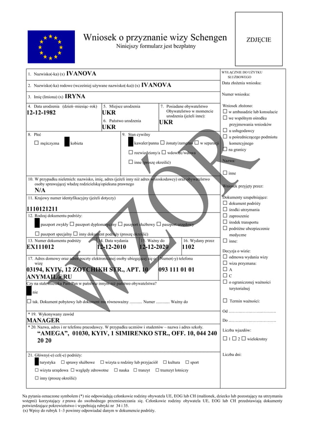 Example schengen pl_251014 | PDF | Travel